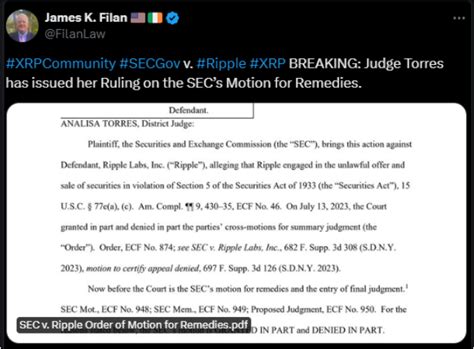 또 한번 리플의 승리판사 Sec가 요구했던 벌금의 6 규모 판결 코인판뉴스 또 한번 리플의 승리판사 Sec가 요구했던 벌금의 6 규모 판결 코인판뉴스