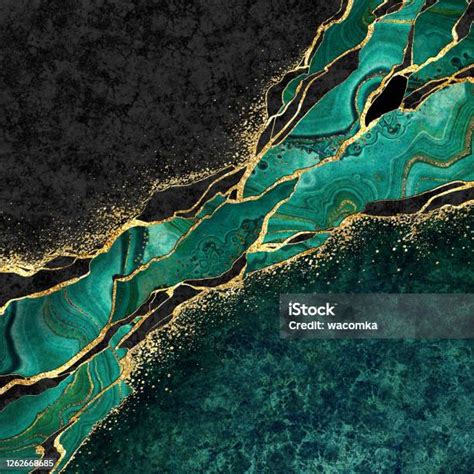 황금 정맥 일본 킨츠기 기술 가짜 그린 인공 돌 질감 대리석 표면 디지털 마블링 일러스트와 추상 검은 대리석 녹색 말라카이트 배경 대리석에 대한 스톡 사진 및 기타 이미지