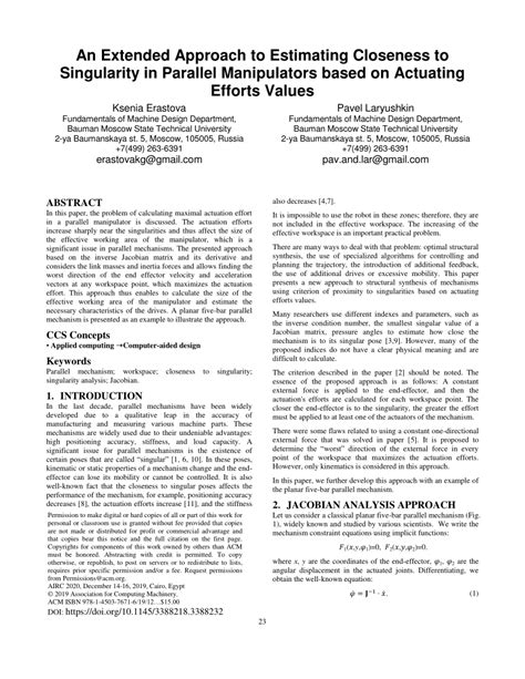 Pdf An Extended Approach To Estimating Closeness To Singularity In