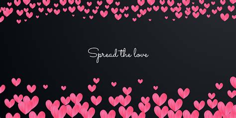 해피 발렌타인 데이 배너 블랙 패브릭 배경에 핑크 레드 핑크 종이 접기 하트로 만든 큰 하트와 휴일 배경 디자인 수평 포스터