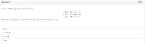 Solved Consider The Following System Of Linear Equations