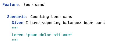 Create Examples Table In Scenario Outline PyCharm