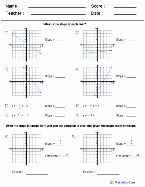 Writing Equations From Graphs Worksheet