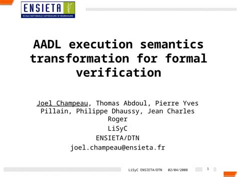 Ppt Aadl Execution Semantics Transformation For Formal Verification Dokumentips