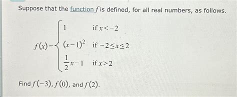 Solved Suppose That The Function F ﻿is Defined For All Real
