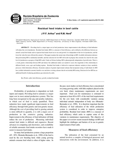Pdf Residual Feed Intake In Beef Cattle