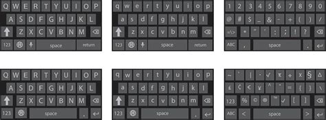 Set Of Smartphone Keyboard In Dark Mode Keypad Alphabet Numerals Buttons In Trendy Modern Flat