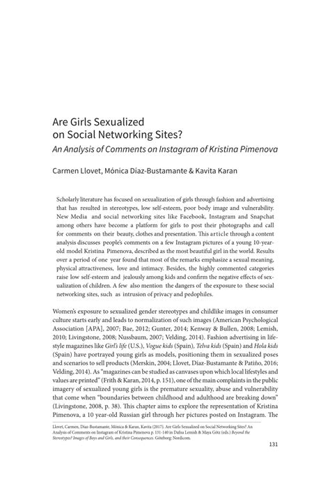 PDF Are Girls Sexualized On Social Networking Sites An Analysis Of Comments On Instagram Of