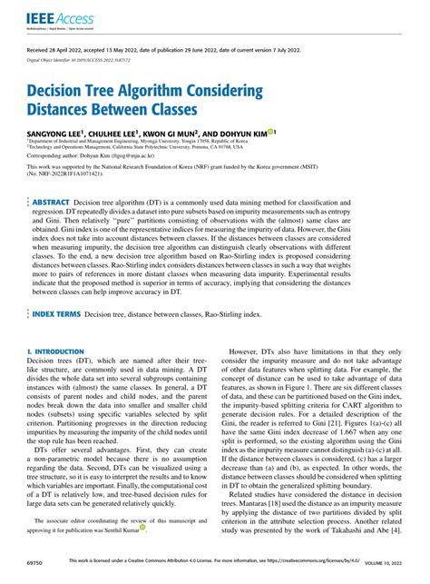 pdf decision tree algorithm considering distances between classes