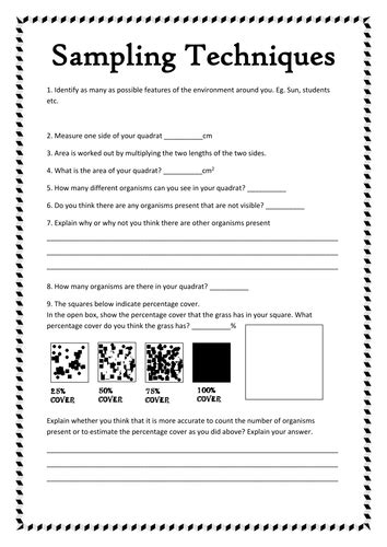 Introduction To Quadrats And Sampling Teaching Resources