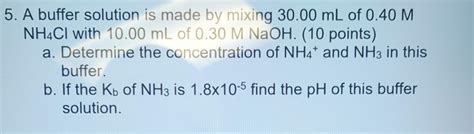 Solved A Buffer Solution Is Made By Mixing ML