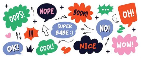 Premium Vector Set Of Doodle And Speech Bubble Vector Collection Of Contemporary Figure Speech
