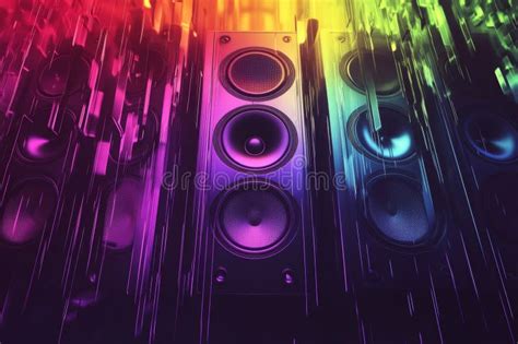 Abstract Colorful Sound Waves Spread Out From Speakers Visualizing Music Stock Image Image Of