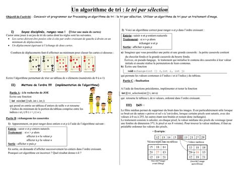 Un Algorithme De Tri Le Tri Par Sélection
