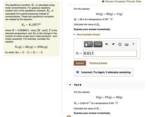 solved review constants periodic table the equilibrium constant kc