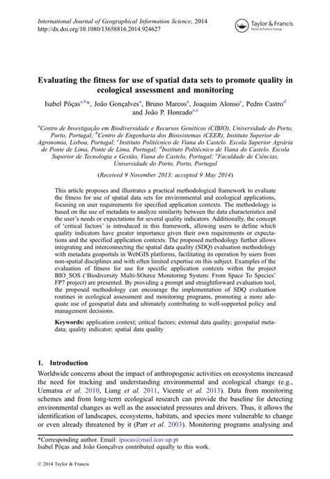 pdf evaluating the fitness for use of spatial data sets to promote