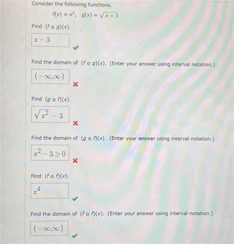 solved consider the following functions f x x2 g x x−3