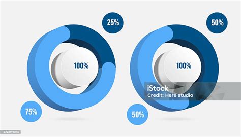 두 개의 파란색 파이 차트는 첫 번째 차트는 25와 75의 두 부분으로 나뉩니다 두 번째는 투자 인포 그래픽 디자인 조직 또는 회사의 이익 공유를 위해 50 와 50 의 두