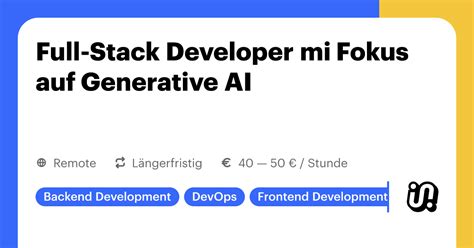 Full Stack Developer Mi Fokus Auf Generative Ai · Junico