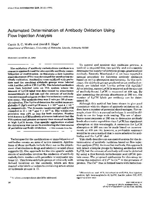 Pdf Automated Determination Of Antibody Oxidation Using Flow
