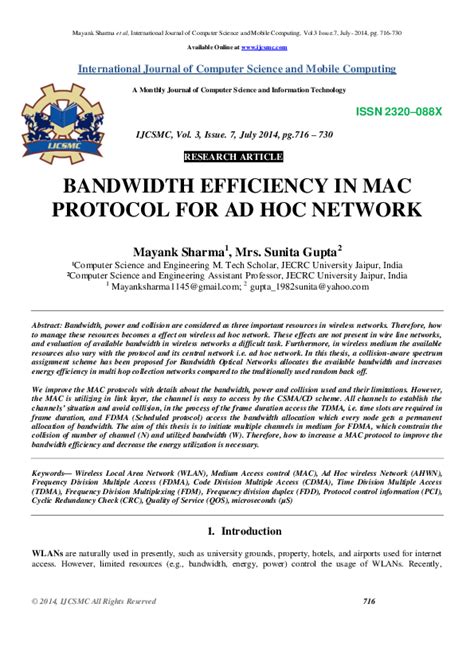 pdf bandwidth efficiency in mac protocol for ad hoc network﻿