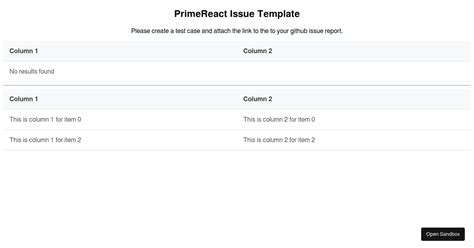 PrimeReact Test Forked Codesandbox