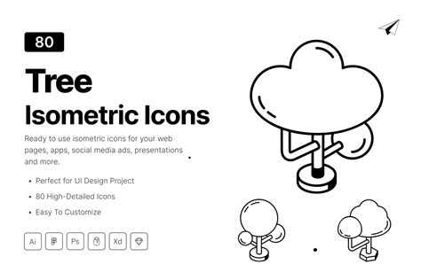 Isometric Tree Icons On Yellow Images Creative Store