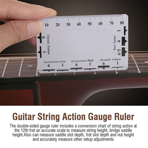 Hougl 2 ชิ้น String Action Gauge ไม้บรรทัดวัดเครื่องมือสำหรับกีตาร์เบสอุปกรณ์เครื่องดนตรี