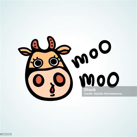 벡터 일러스트 라인 만화 암소 손으로 그린 Moo 글자 패키지 포스터 라벨 디자인 배너 전단지 등에 적용 가능 귀여운에 대한 스톡 벡터 아트 및 기타 이미지 Istock
