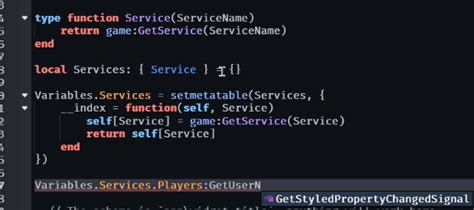 Autocomplete For Services In A Metatable Scripting Support Developer Forum Roblox