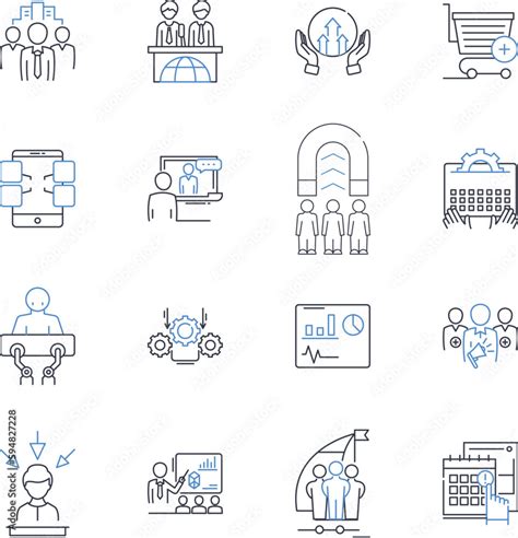 Vetor De Workday Framework Line Icons Collection Deployment Integration Reporting Analytics