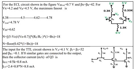 Solved 5 V 5 V For The Ecl Circuit Shown In The Figure