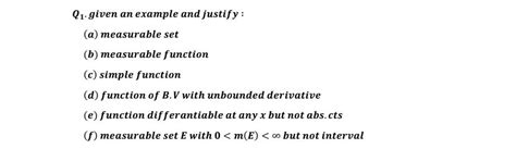 q1 ﻿given an example and justify a ﻿measurable