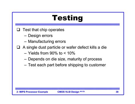 Lecture On Introduction To Vlsi Example Mips Processor Ppt