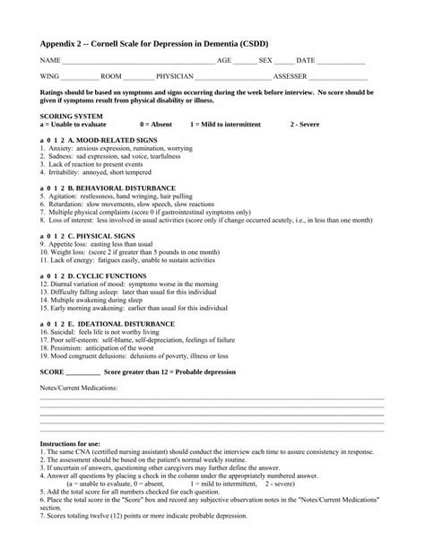 Pdf Appendix 2 Cornell Scale For Depression In Dementia … · Title