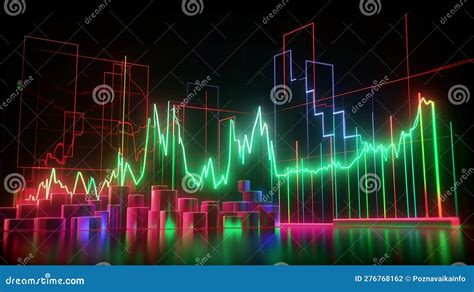 Stock Market Chart Glowing On Dark Background Growth Stock Diagram Financial Graph Financial