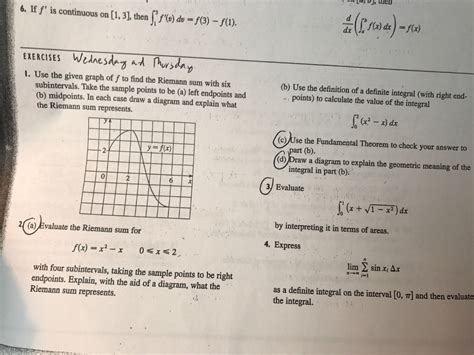 Solved Use The Given Graph Of F To Find The Riemann Sum With