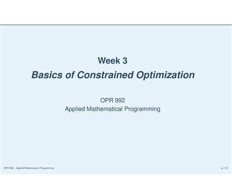 basics of the constrained optimization in applied math programming