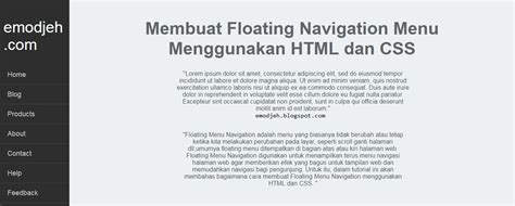 Membuat Floating Menu Navigation Menggunakan HTML Dan CSS Emod Jeh