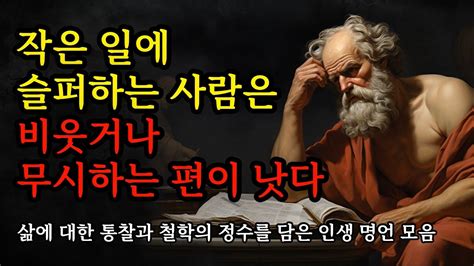 삶에 대한 통찰과 철학의 정수를 담은 인생 명언 모음 소크라테스 공자 석가모니 탈무드 쇼펜하우어 등 작은 일에 슬퍼하는 사람은 비웃거나 무시하는 편이 낫다