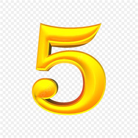 Number 5 3d Vector 3d Rendring Yellow Color Glossy Number 5 3d Number