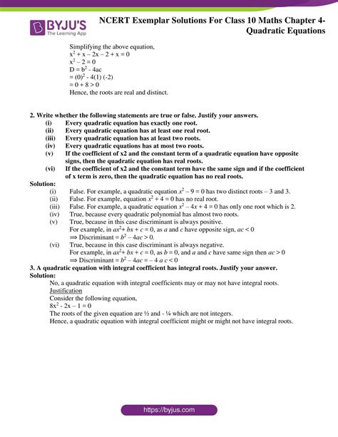 Ncert Exemplar Class 10 Maths Solutions Chapter 4 Download Free Pdf