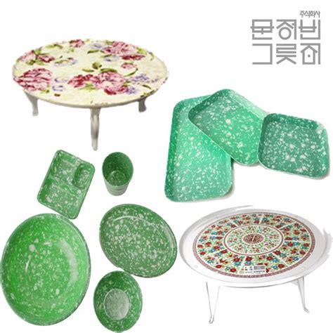 [문정빈그릇집] 추억의 레트로 옛날소품 분식집접시 양은밥상 꽃무늬밥상 8종 모음전 티몬