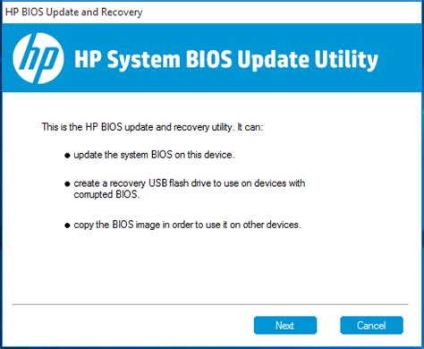 The Hp System Bios Update Utility Screen