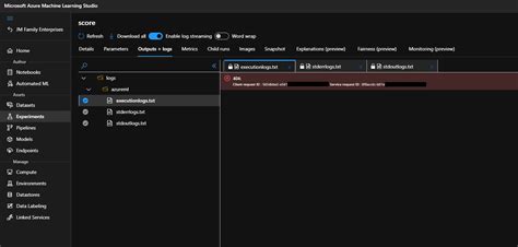 pipeline run failed with status internalservererror 404 error when