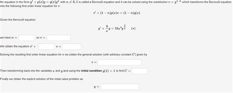 Solved An Equation In The Form Y P Xy Y With N Chegg Com