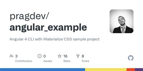 Github Pragdev Angular Example Angular Cli With Materialize Css Sample Project
