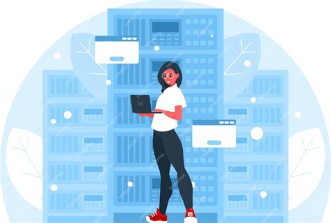 premium vector female programmer holding a laptop on a background