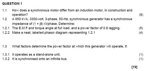 Solved QUESTION How Does A Synchronous Motor Chegg