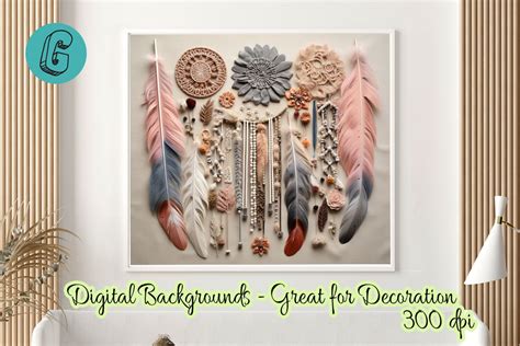 Boho Feathers Macrame Background 07 Graphic By Glamour · Creative Fabrica